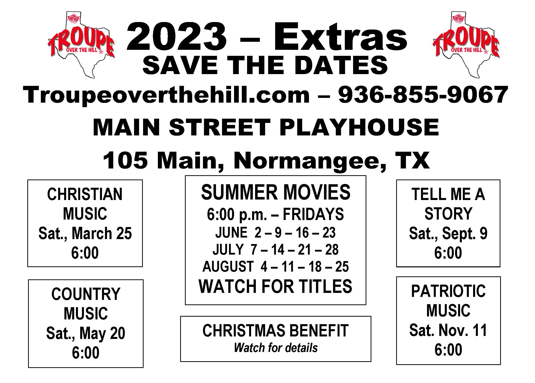 2023 SEASON UNDERWRITER – Troupe Over The Hill